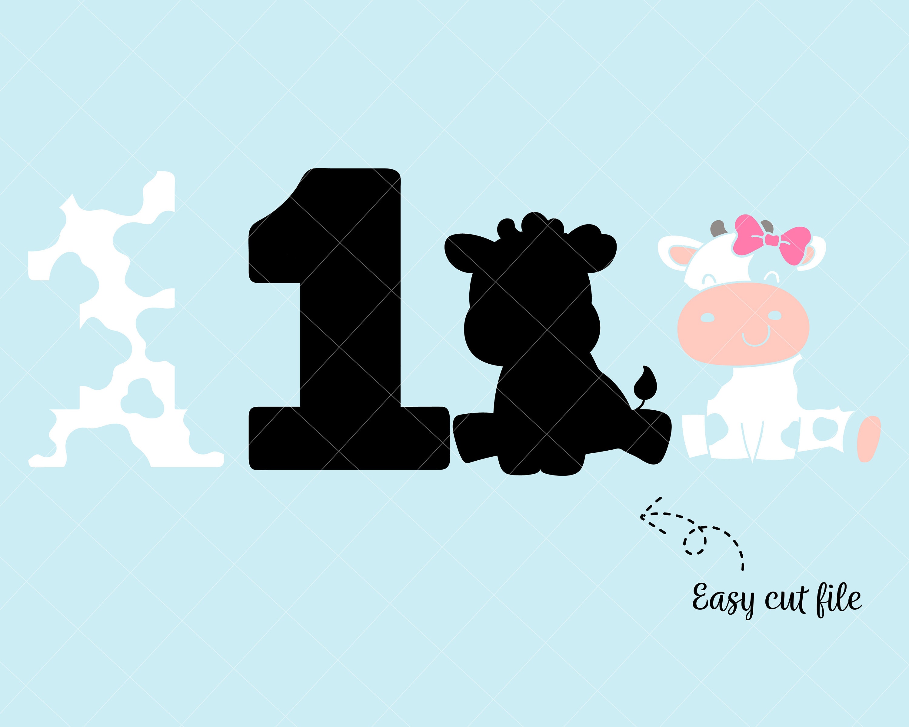 Cow Number Birthday Svg 1st Birthday Svg Cow Print Svg - Etsy