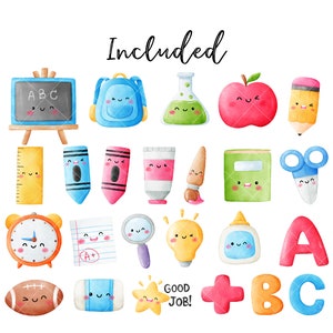 Watercolor Back to School Clipart Stationery Png School Supplies ...