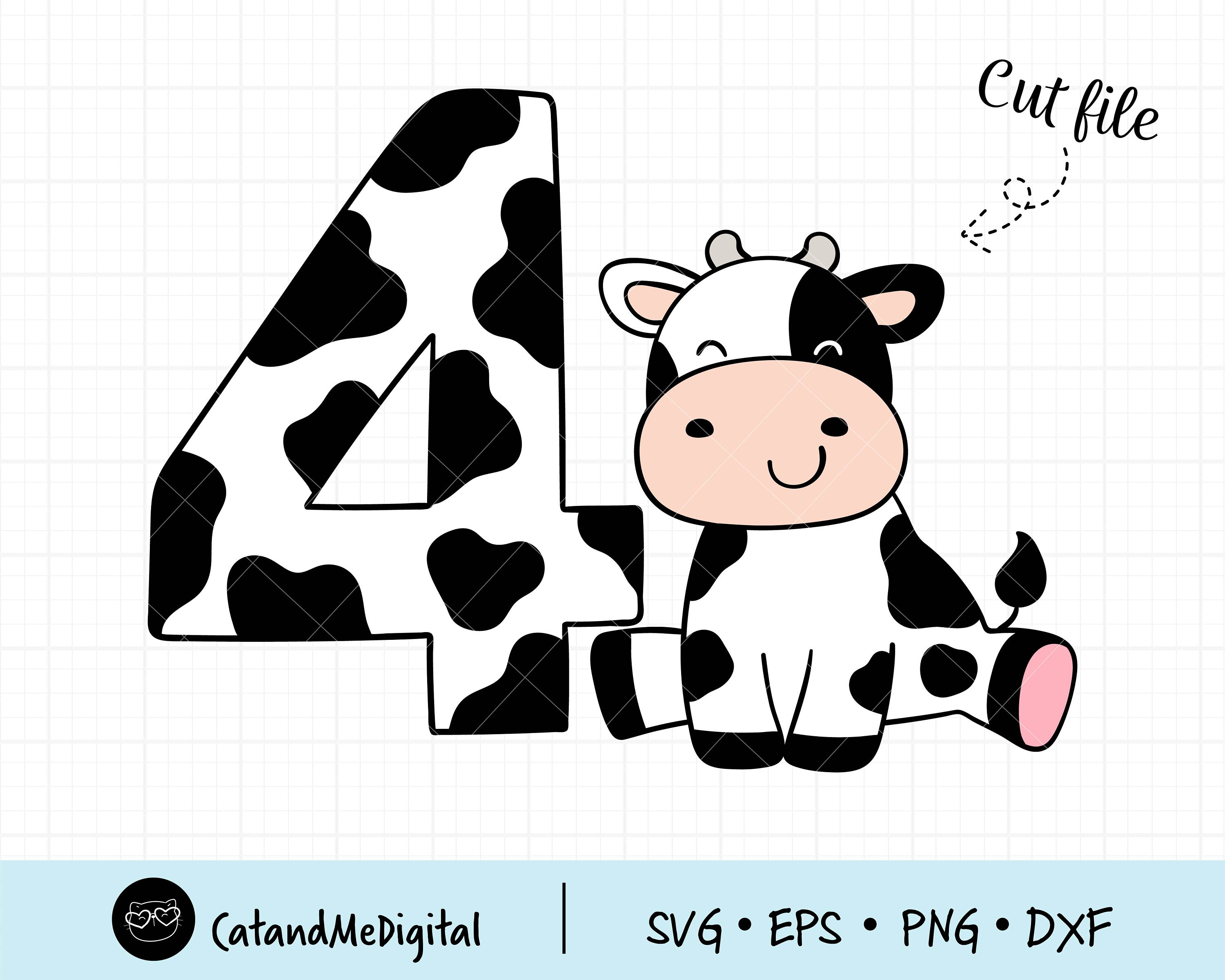 Baby cow birthday svg 4th birthday svg Birthday boy girl Kid | Etsy