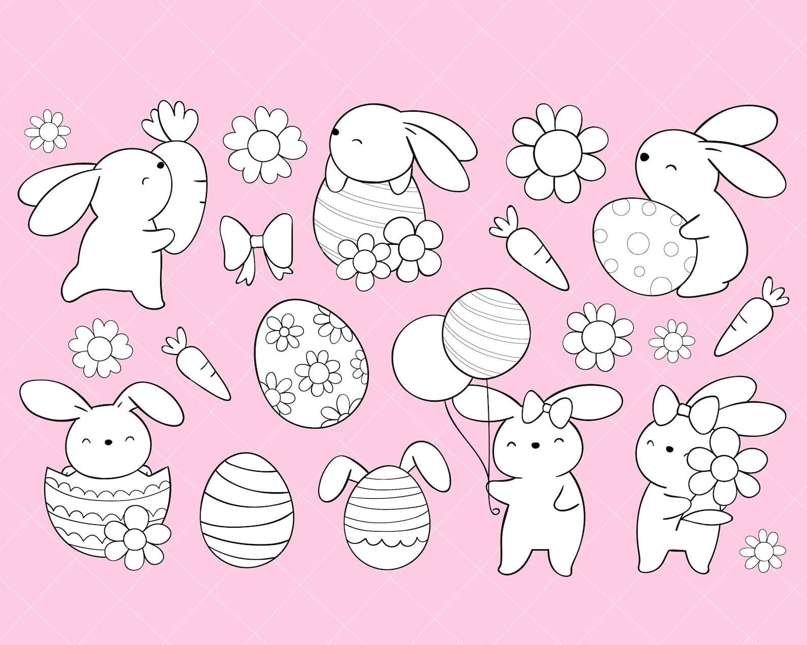 Bunny Easter Digital Stamps Bunny Stamps Easter Bunny Clipart - Etsy