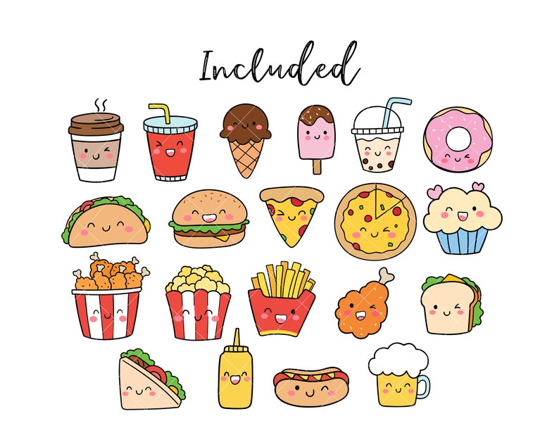 Funny Fast Food Food Clipart Junk Food Clipart Party Food - Etsy