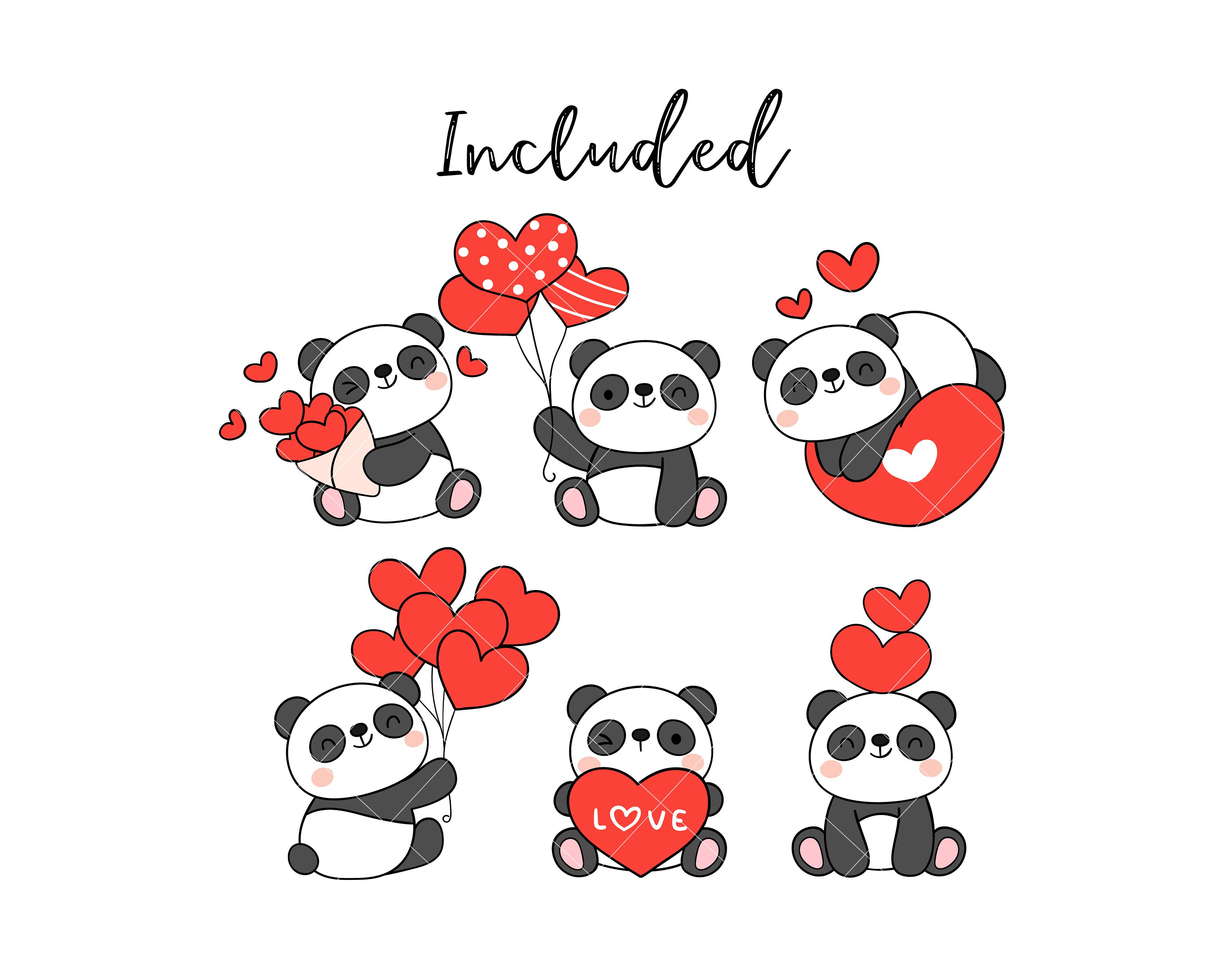 Valentine Panda Clipart Baby Panda Clipart Bear Clipart - Etsy