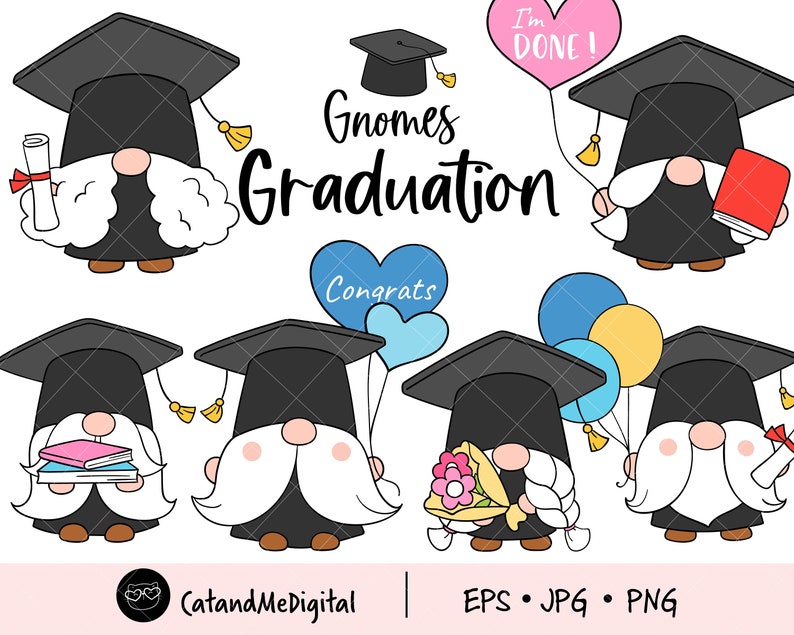 Graduation Gnomes Clipart Gnome Clip Art Graduate Clipart - Etsy