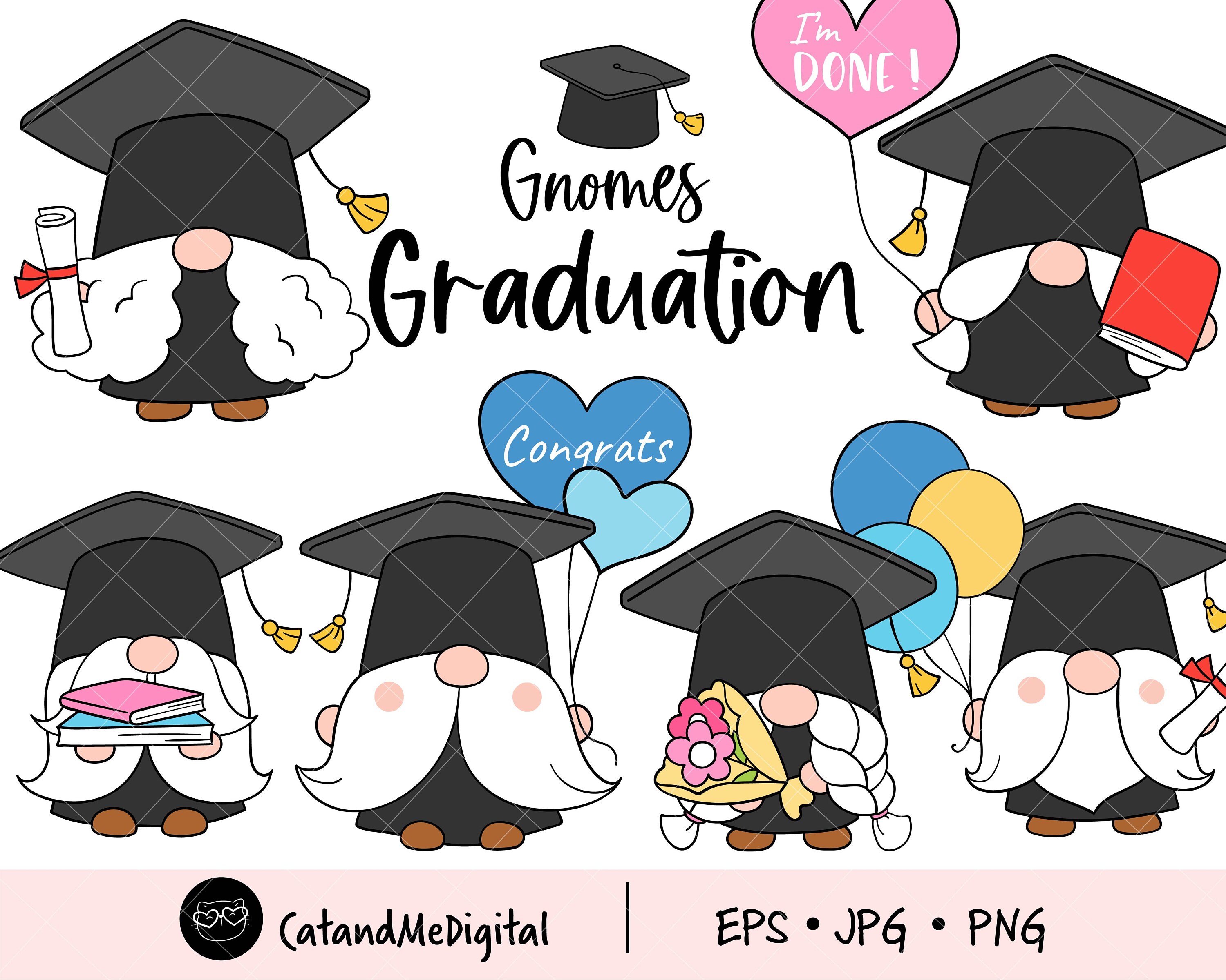 Graduation Gnomes Clipart Gnome Clip Art Graduate Clipart - Etsy UK