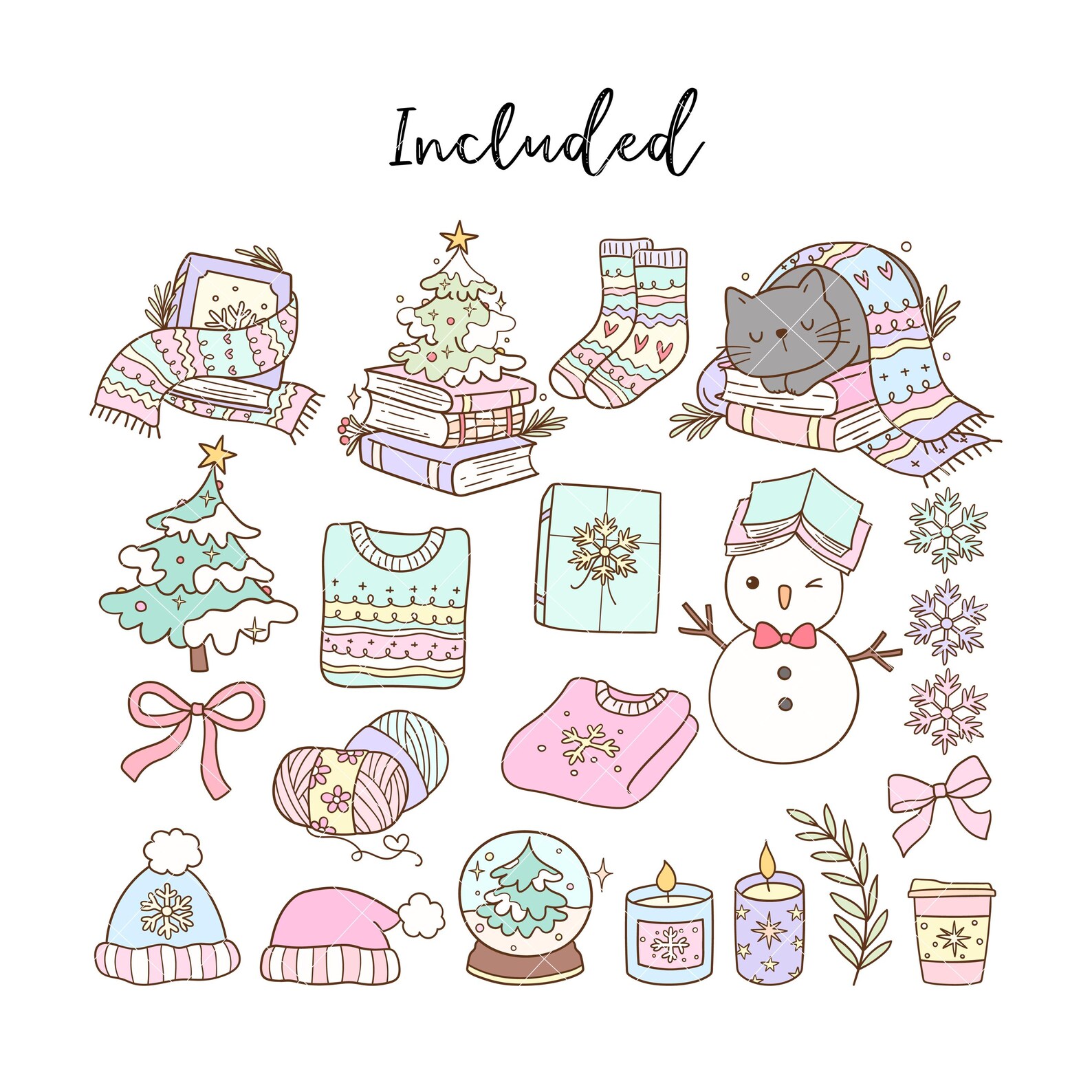 Pastel Winter Bookish Clipart Groovy Bookish Png Cozy Readers Png Cozy ...