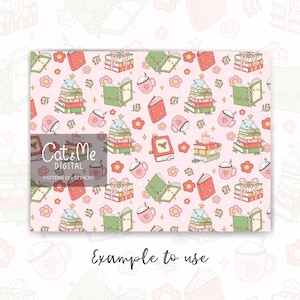 Christmas Bookish Seamless Pattern Bookish Repeating Pattern Cozy ...