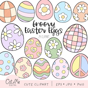 Groovy Easter Eggs Clipart Easter Eggs Png Spring Clipart Hippie Disco ...