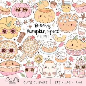 Groovy Pumpkin Spice Clipart Autumn Png Autumn Treats Png Cute Pumpkin ...