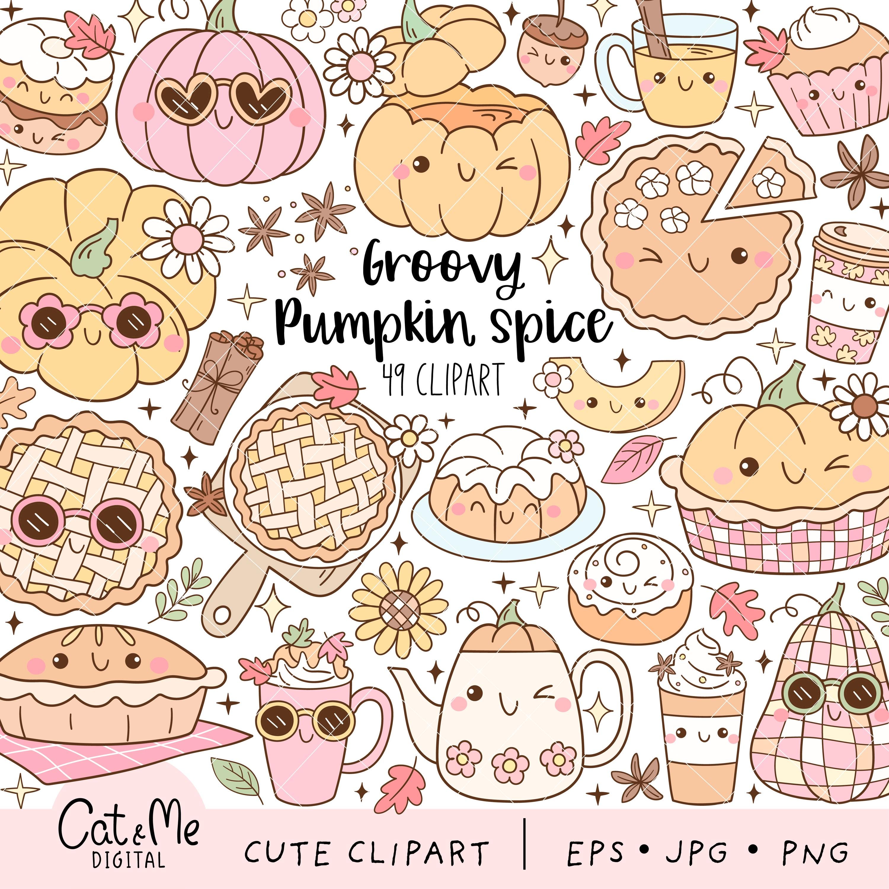 Groovy Pumpkin Spice Clipart Autumn Png Autumn Treats Png Cute Pumpkin ...