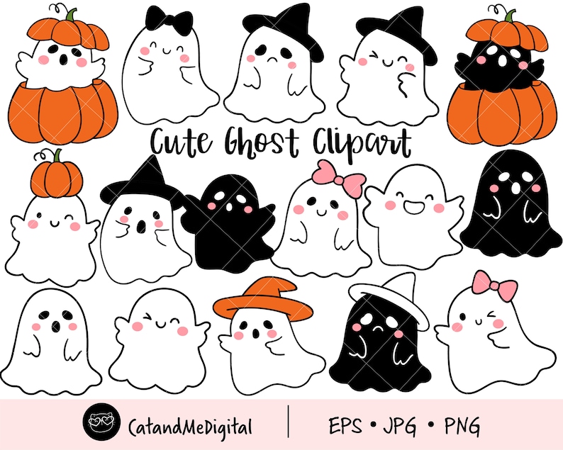 Cute Ghost Clipart Halloween Clipart Baby Ghost Clipart Kids - Etsy