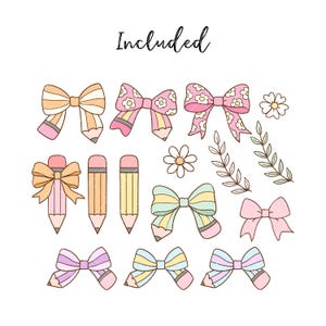 Coquette Pencil Bow Clipart Groovy Disco Pencil Png Back to School Png ...