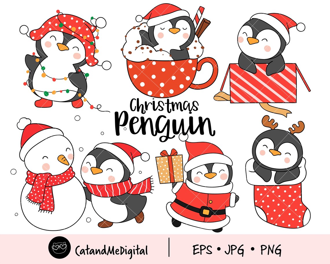 Christmas Penguin Clipart Bird Clipart Arctic Animal Png Winter Animals ...