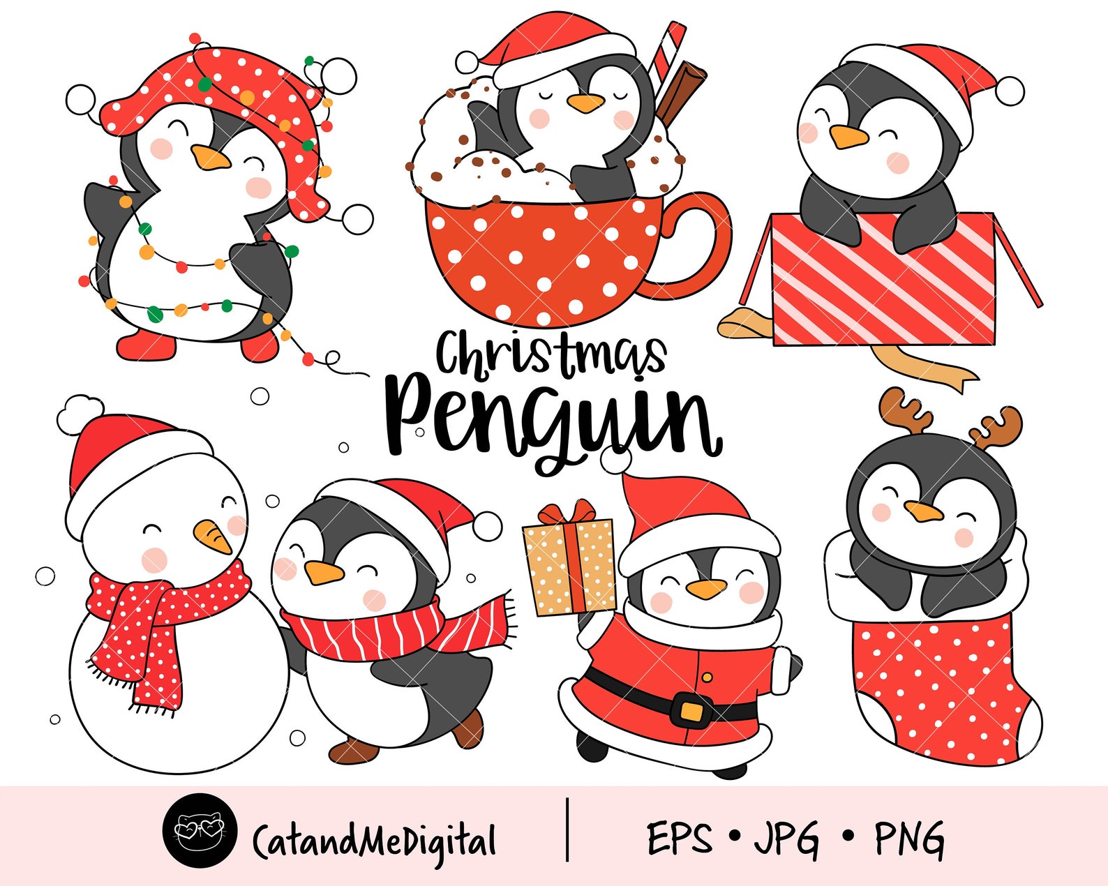 Christmas Penguin Clipart Bird Clipart Arctic Animal Png Winter Animals ...