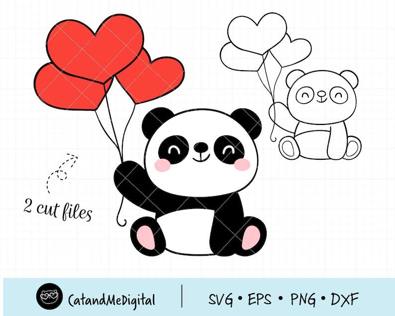 Baby Panda Valentine Svg Panda Svg Panda Clipart Bear Svg - Etsy