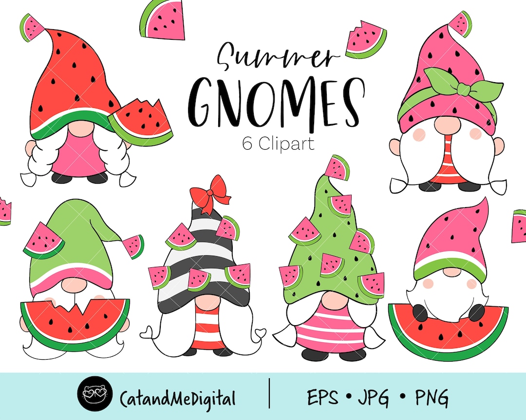 Watermelon Gnome Clipart Summer Gnomes Clipart Summer Fruit Clipart ...