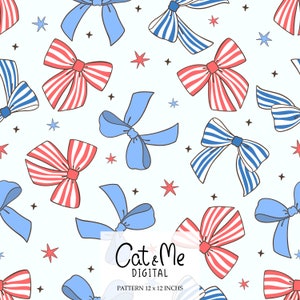 Fourth of July Coquette Pattern Patriotic Bow Seamless Coquette Bows ...
