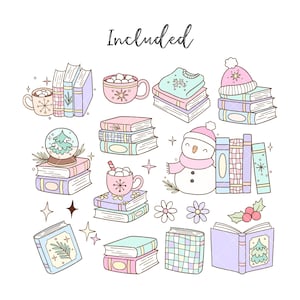 Pastel Winter Bookish Clipart Groovy Bookish Png Cozy Readers Png Cozy ...