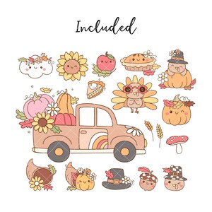 Groovy Thanksgiving Clipart Thanksgiving Day Png Retro Fall Autumn ...