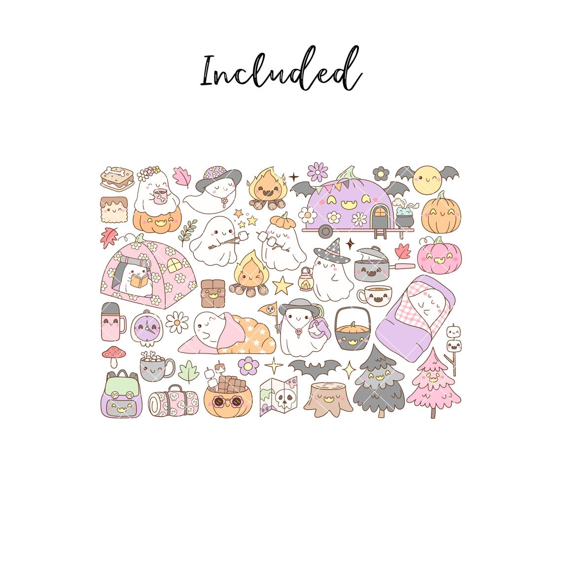 Spooky Camping Clipart Pastel Halloween Clipart Ghost Campfire Png Fall ...