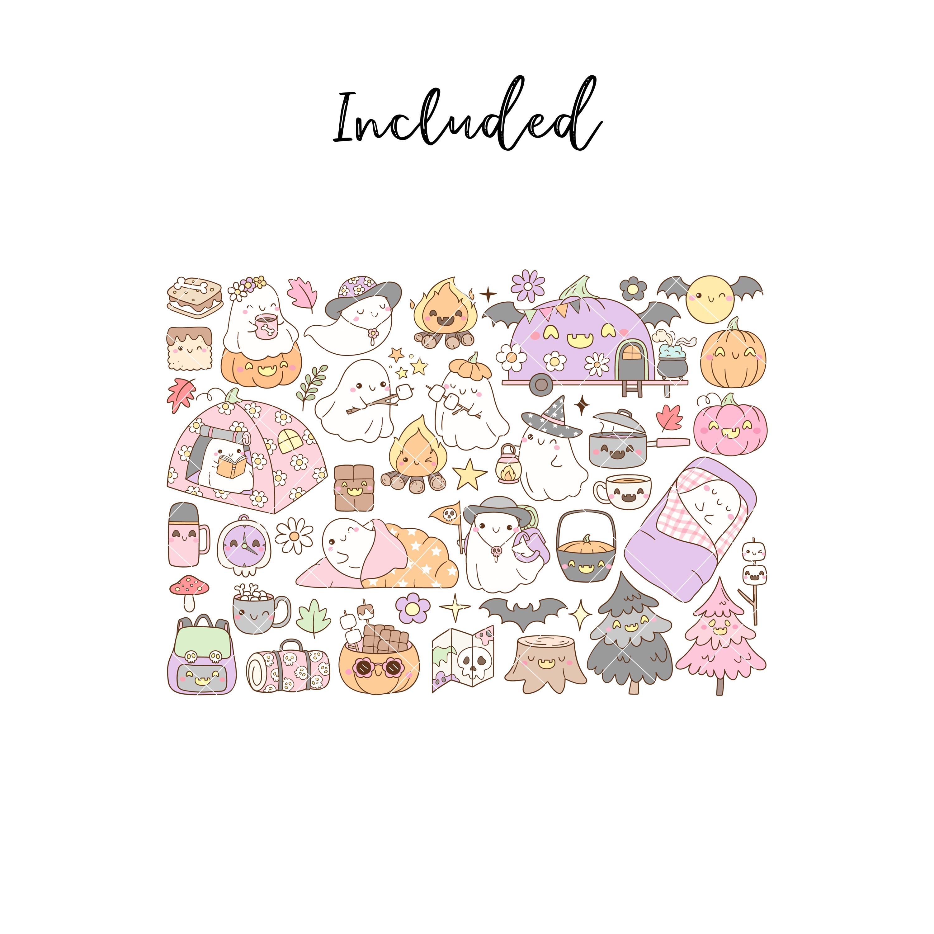 Spooky Camping Clipart Pastel Halloween Clipart Ghost Campfire Png Fall ...