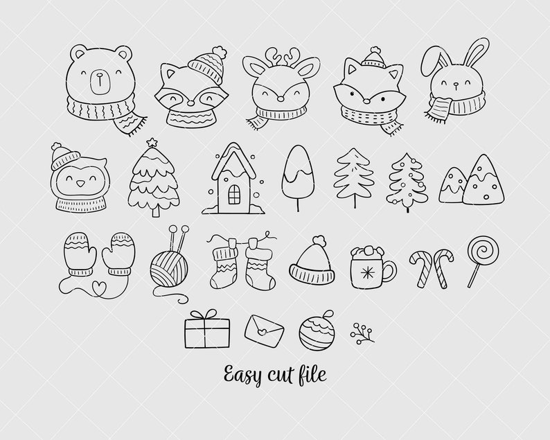 Doodle Christmas Svg Christmas Clipart Christmas Decoration | Etsy