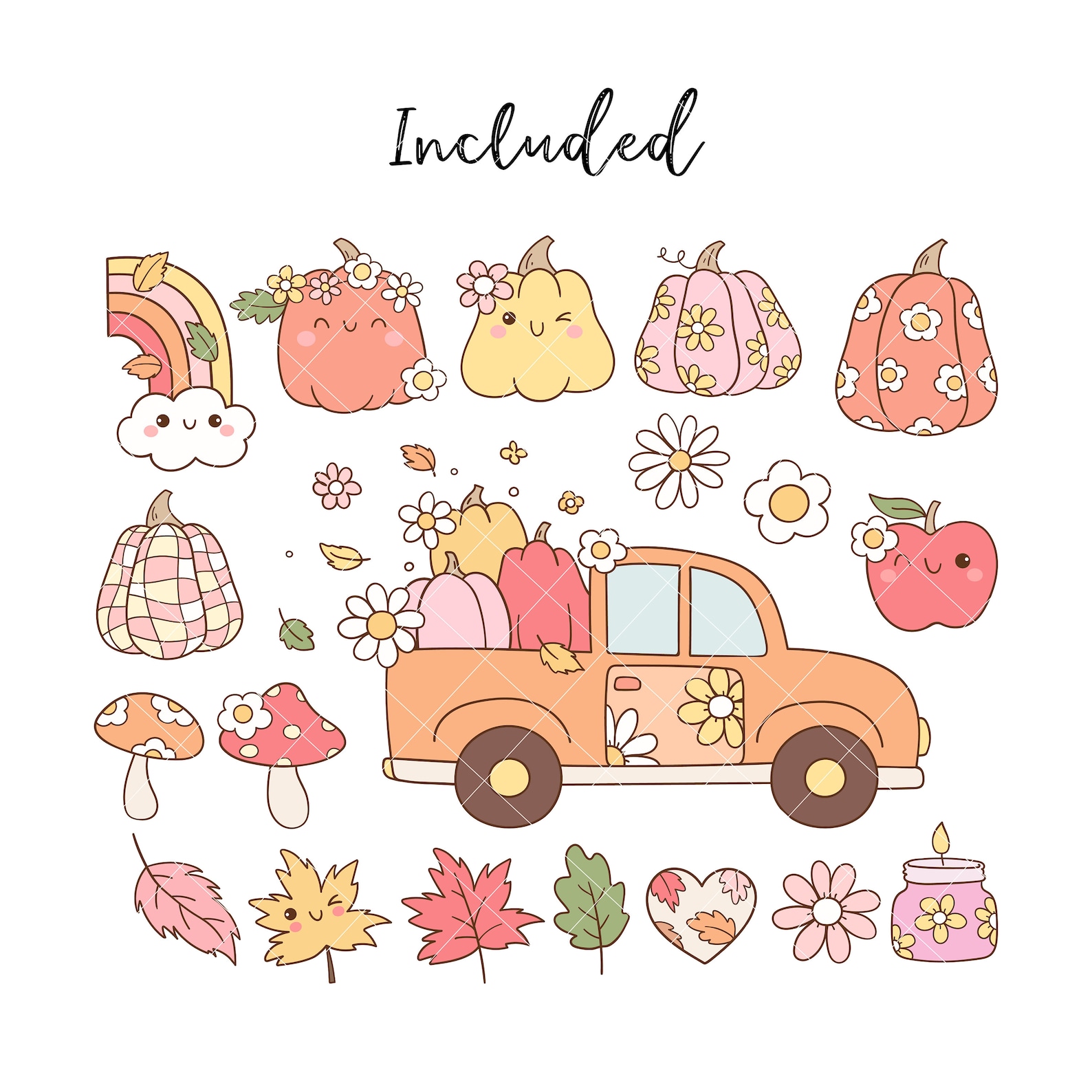 Groovy Autumn Clipart Retro Fall Png Thanksgiving Png Hippie Flower Png ...