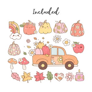 Groovy Autumn Clipart Retro Fall Png Thanksgiving Png Hippie Flower Png ...