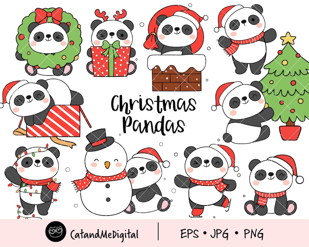 Christmas Panda Clipart Panda Bear Clipart Holiday Panda Clipart ...