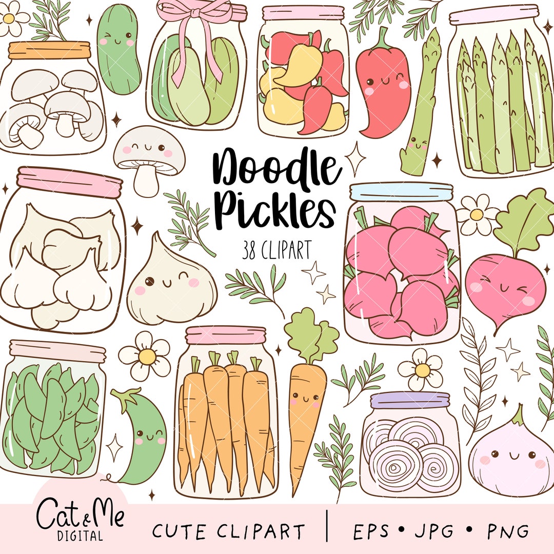 Doodle Pickles Clipart Pickle Jars Clipart Canning Season Png Funny ...