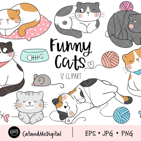 Pussy Cat Clipart - Etsy UK