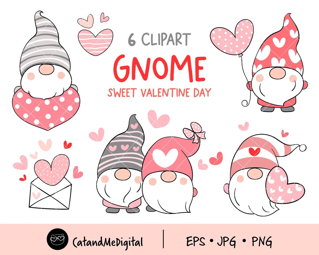 Cute Gnome Valentine Clipart Valentine Clipart Gnome Clipart Couple ...