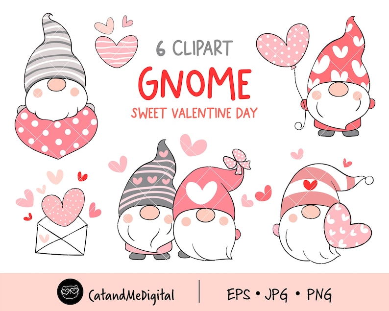 Cute Gnome Valentine Clipart Valentine Clipart Gnome Clipart - Etsy