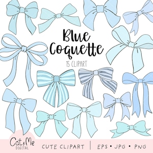 Blue Coquette Bows Clipart Blue Ribbon Clipart Fashion Clipart ...