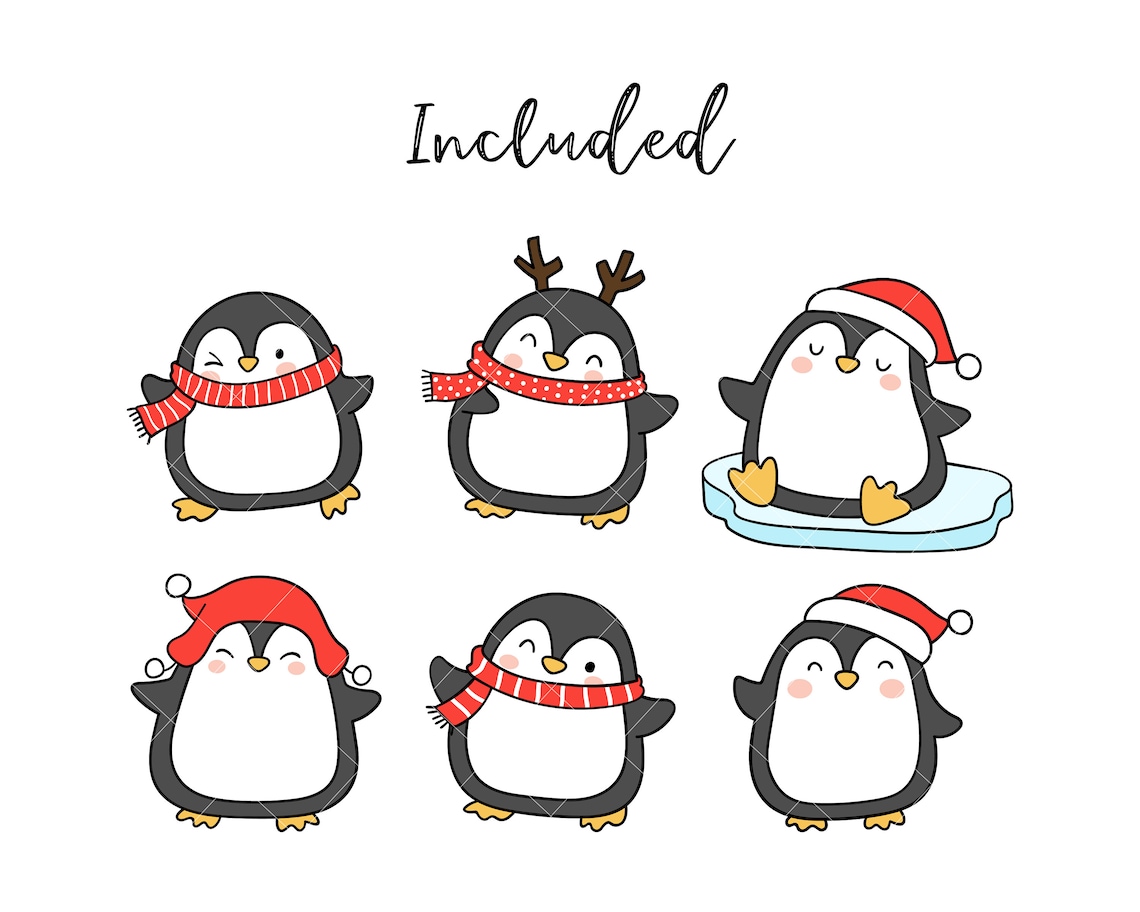 Christmas Penguins Clipart Bird Clipart Arctic Animal Png - Etsy