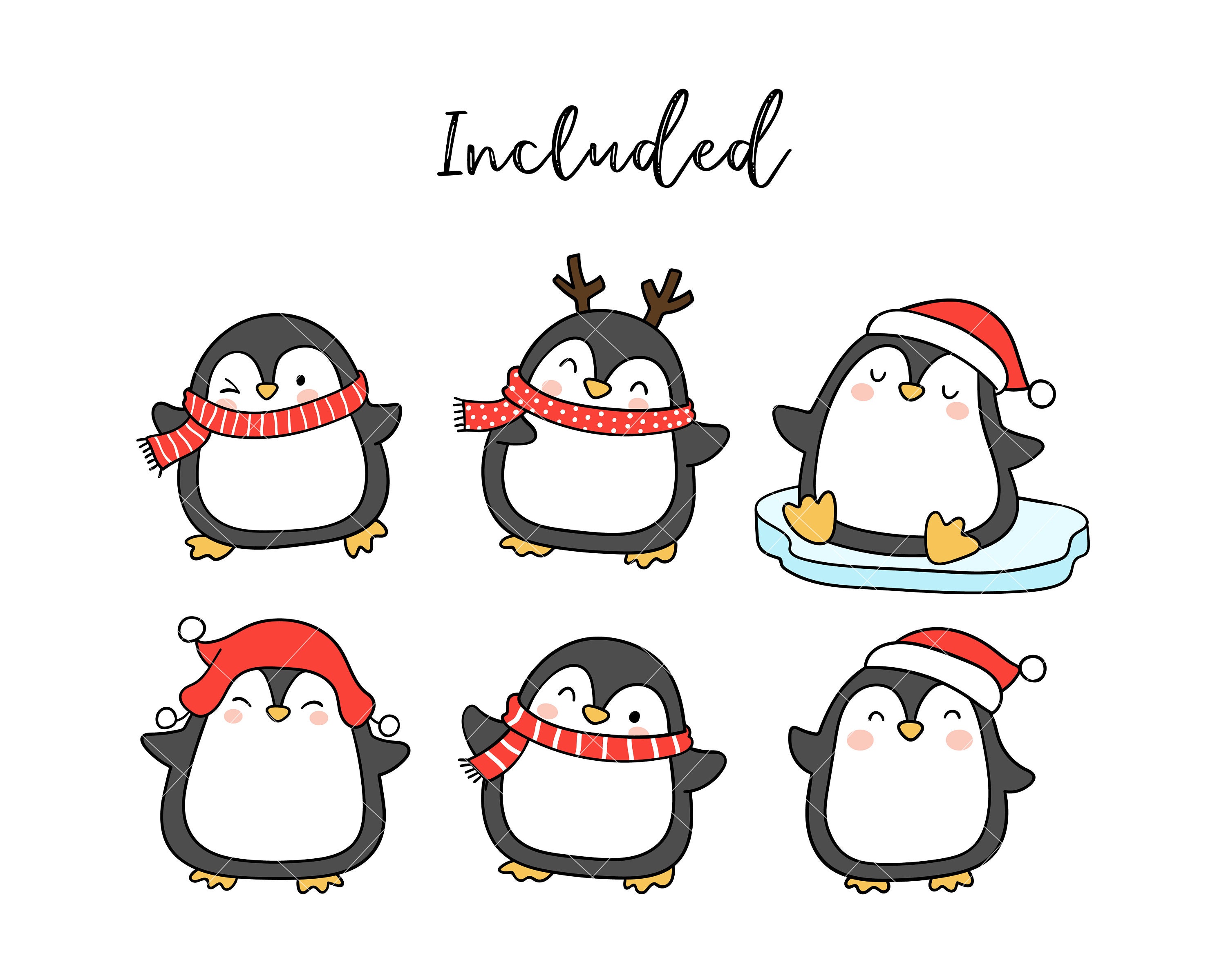 Christmas Penguins Clipart Bird Clipart Arctic Animal Png - Etsy
