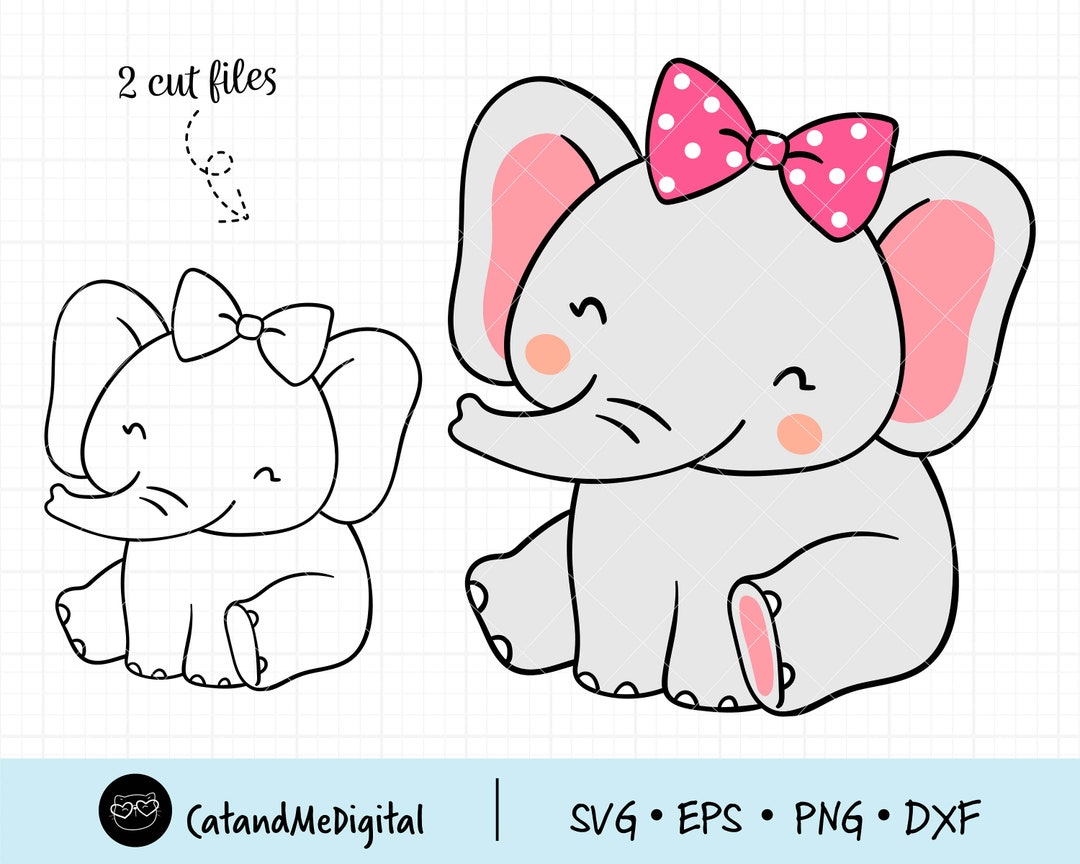 Baby Elephant Birthday Svg Elephant With Bow Elephant Girl Svg Baby ...