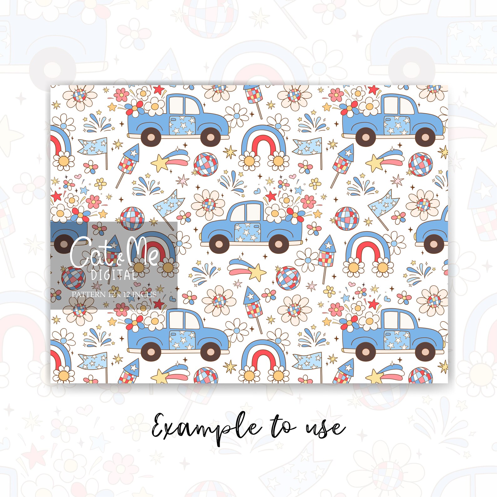 Doodle Groovy Fourth of July Pattern Retro Patriotic Seamless Fourth of ...