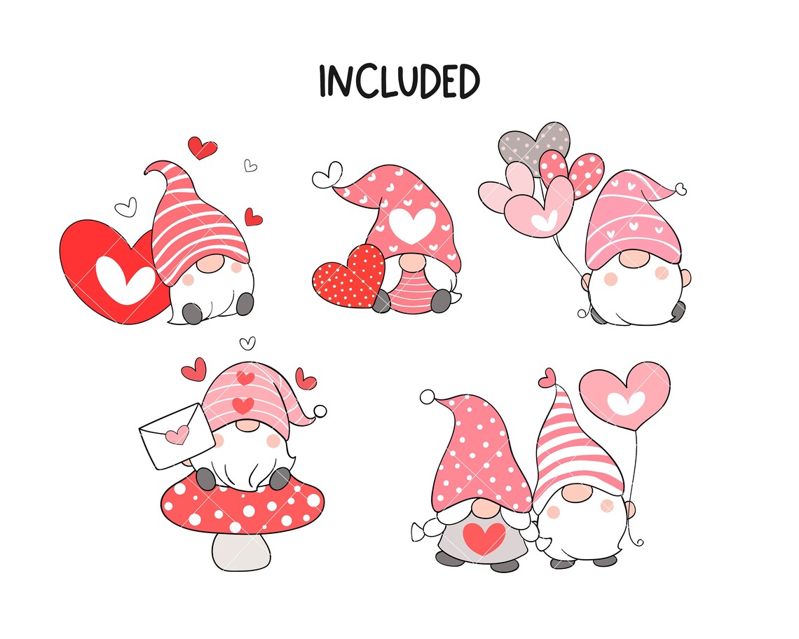 Gnomes Valentine Clipart Valentine Clipart Gnome Clipart Gnome | Etsy