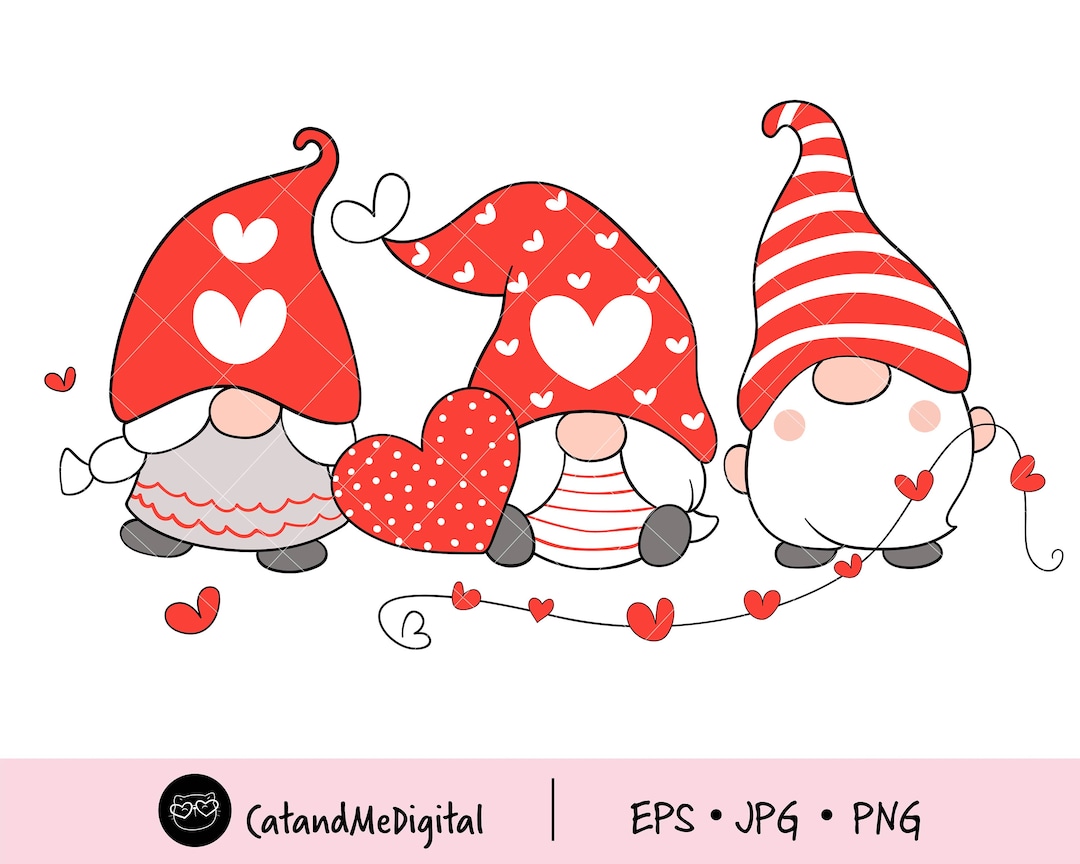 Gnomes Valentine Clipart Valentine Clipart Gnome Clipart Gnome Vector ...