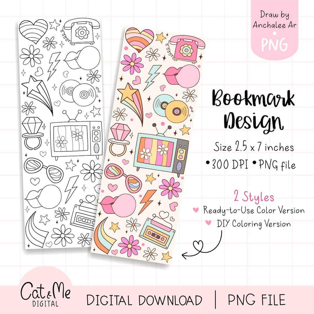 Nostalgia Bookmark Png Retro 90's Bookmarks Digital Printable Png ...