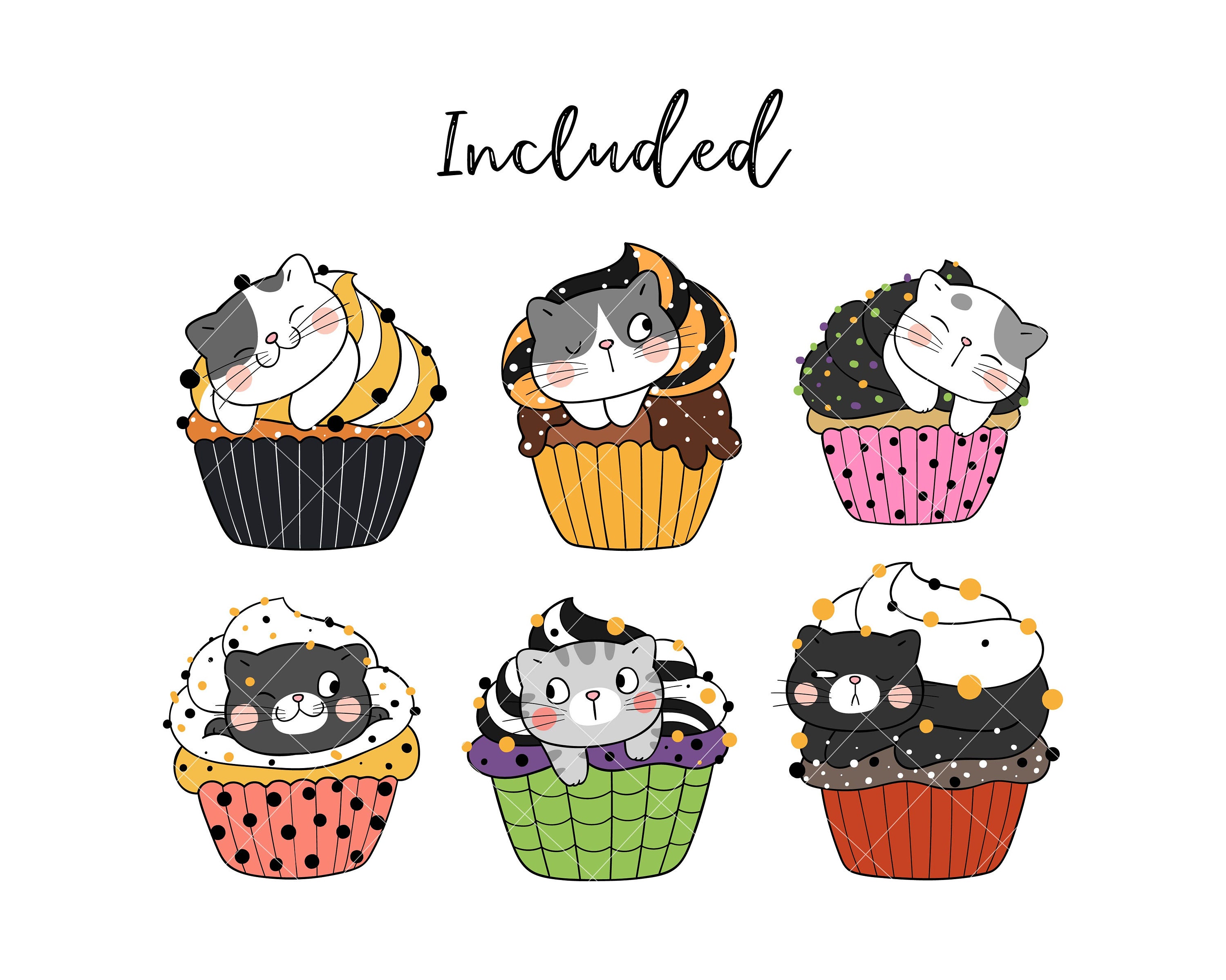Halloween Cat Clipart Cupcake Clipart Pumpkin Spice Funny Cupcake ...