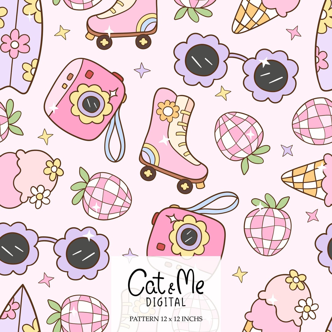 Groovy Summer Seamless Pattern Retro Summer Seamless Summer Repeating ...