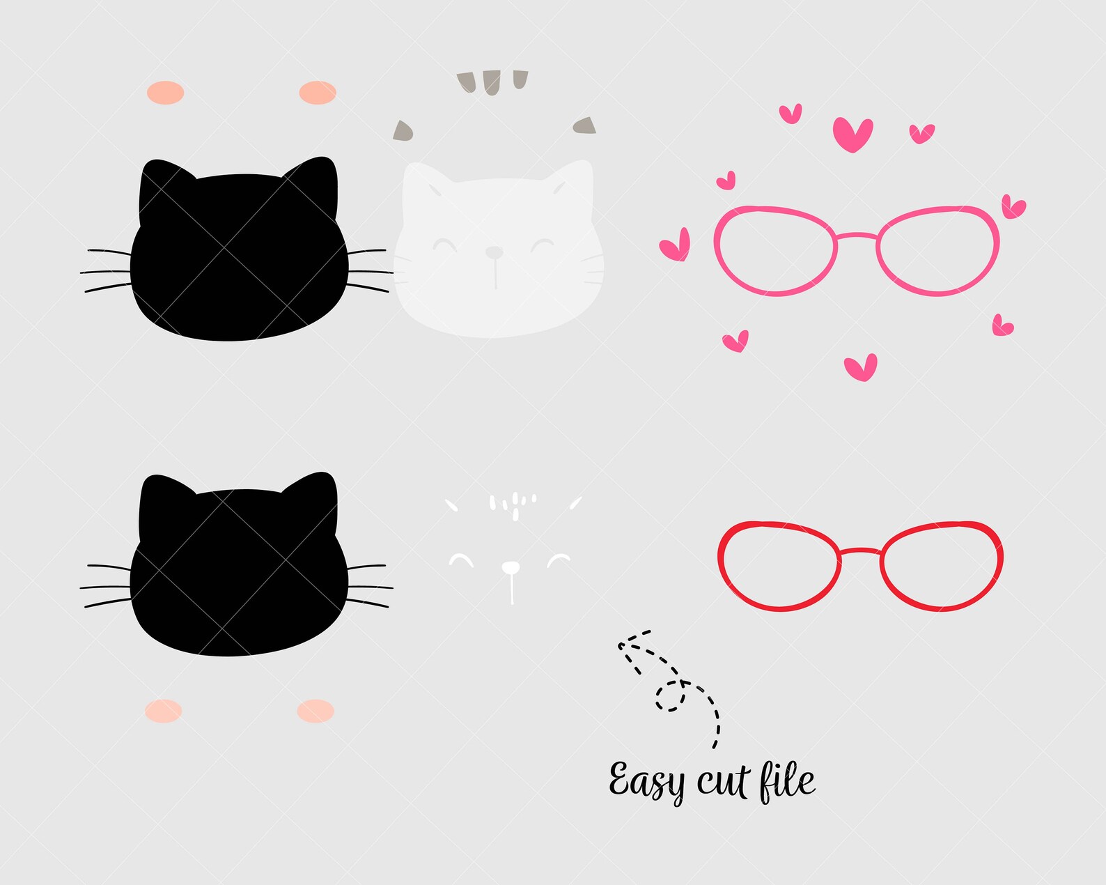 Cute Face Cat Valentine Svg Valentine Cat Svg Valentine - Etsy