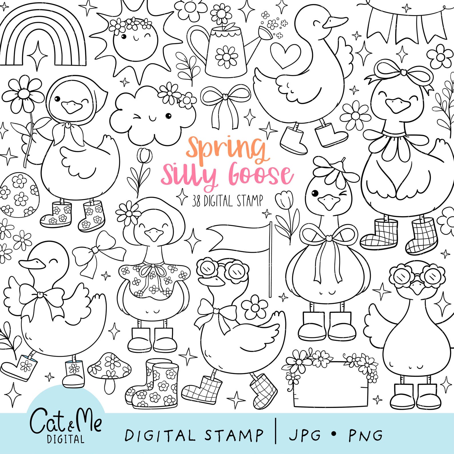 Spring Silly Goose Digital Stamp Spring Coloring Silly Goose Stamp ...