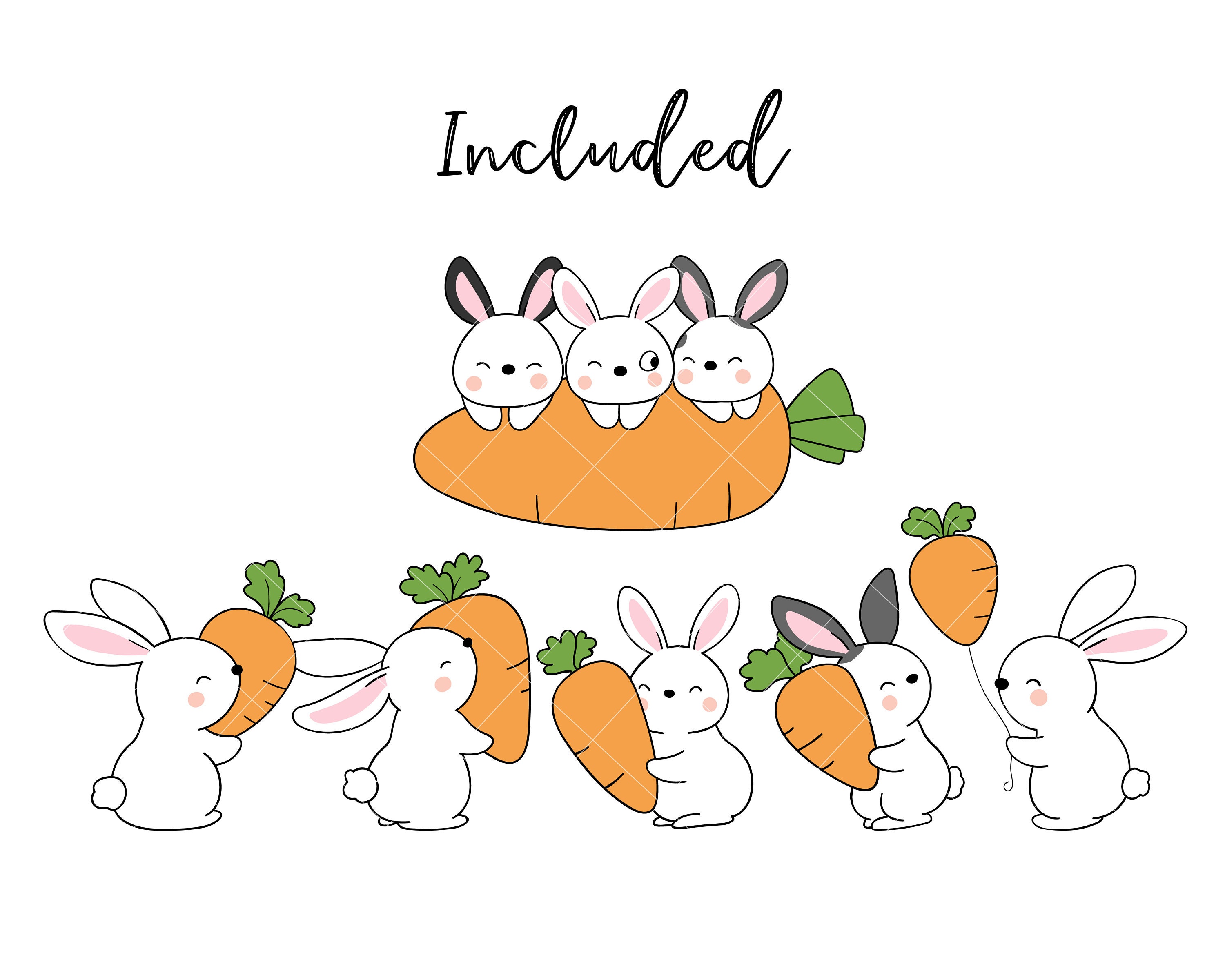 Bunny Spring Clipart Easter Clipart Baby Bunny Png Bunny With Carrot ...