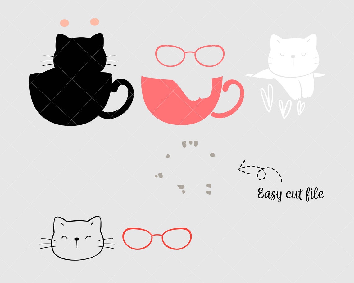 Cute Cat Valentine Svg Valentine Cat Svg Valentine Clipart Cat - Etsy