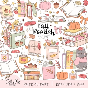 Fall Bookish Clipart Retro Autumn Reading Png Cozy Readers Png Cozy ...