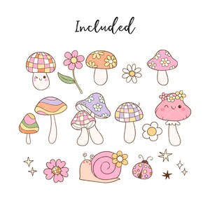 Groovy Retro Mushrooms Clipart Flower Power Clipart Cottagecore Clipart ...