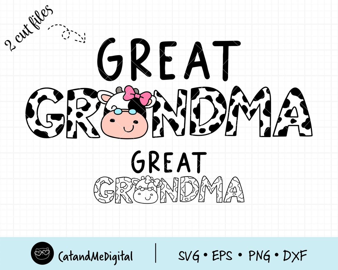 Cow Great Grandma Svg Cow Girl Svg Cow Print Svg Farm Animal - Etsy