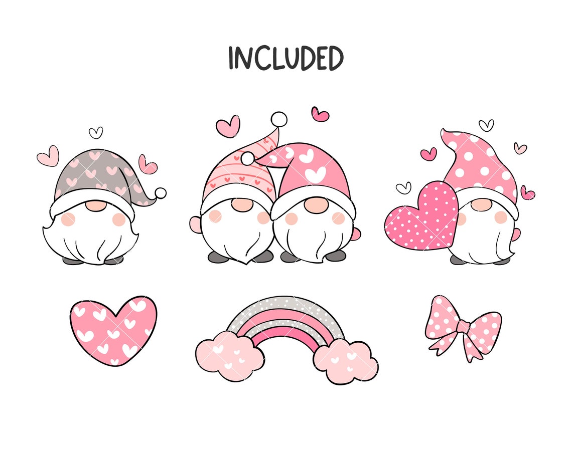 Sweet Gnome Valentine clipart Valentine Clipart Gnome clipart | Etsy